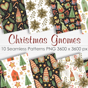 Watercolor Christmas Gnomes Digital Paper Pack, Watercolor Winter ...