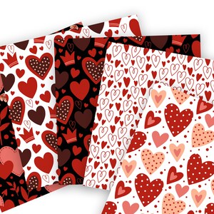 Valentines Day Digital Paper Pack, Seamless Heart Pattern, Valentine's ...