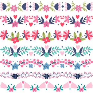 Border Flowers Clipart, Folk Art Flowers Border, Border Clipart ...