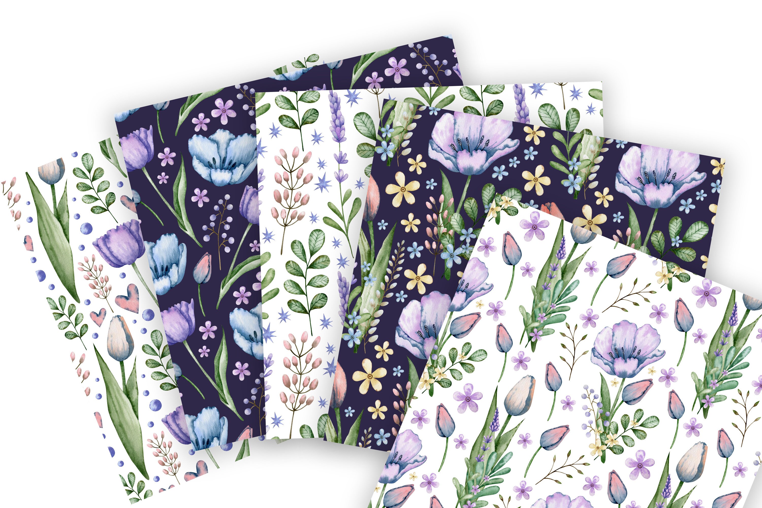 Watercolor Tulips Seamless Patterns Tulip Digital Paper Pack - Etsy