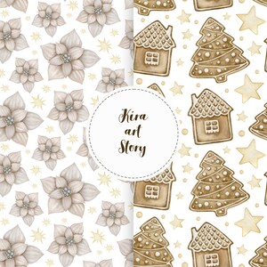 Watercolor Gingerbread Seamless Patterns, Digital Papers Pack ...