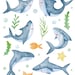 Watercolor Shark Clipart, Ocean Life, Sea Animals, Instant Download ...