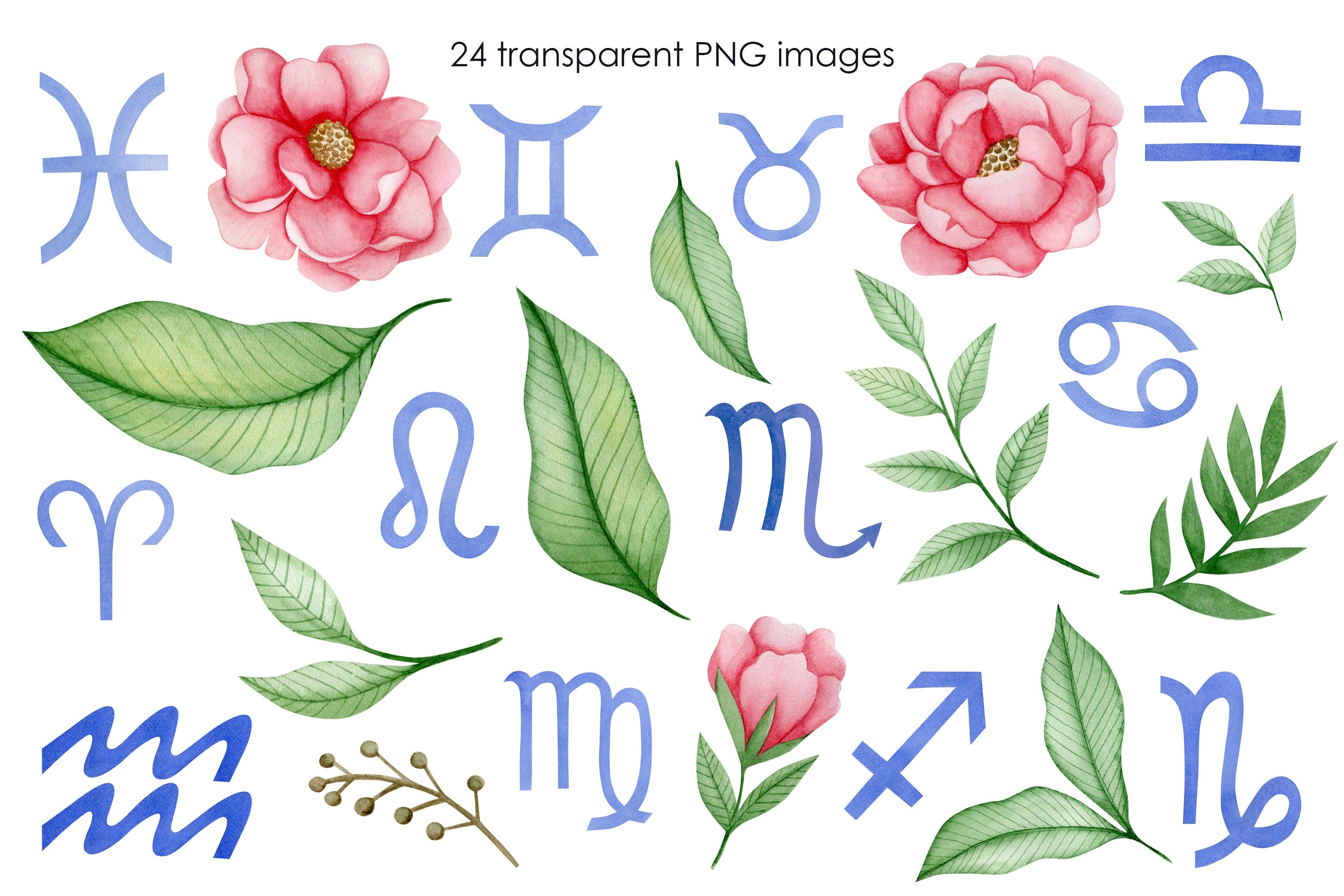 Watercolor Zodiac Clipart Constellation Clipart Celestial - Etsy