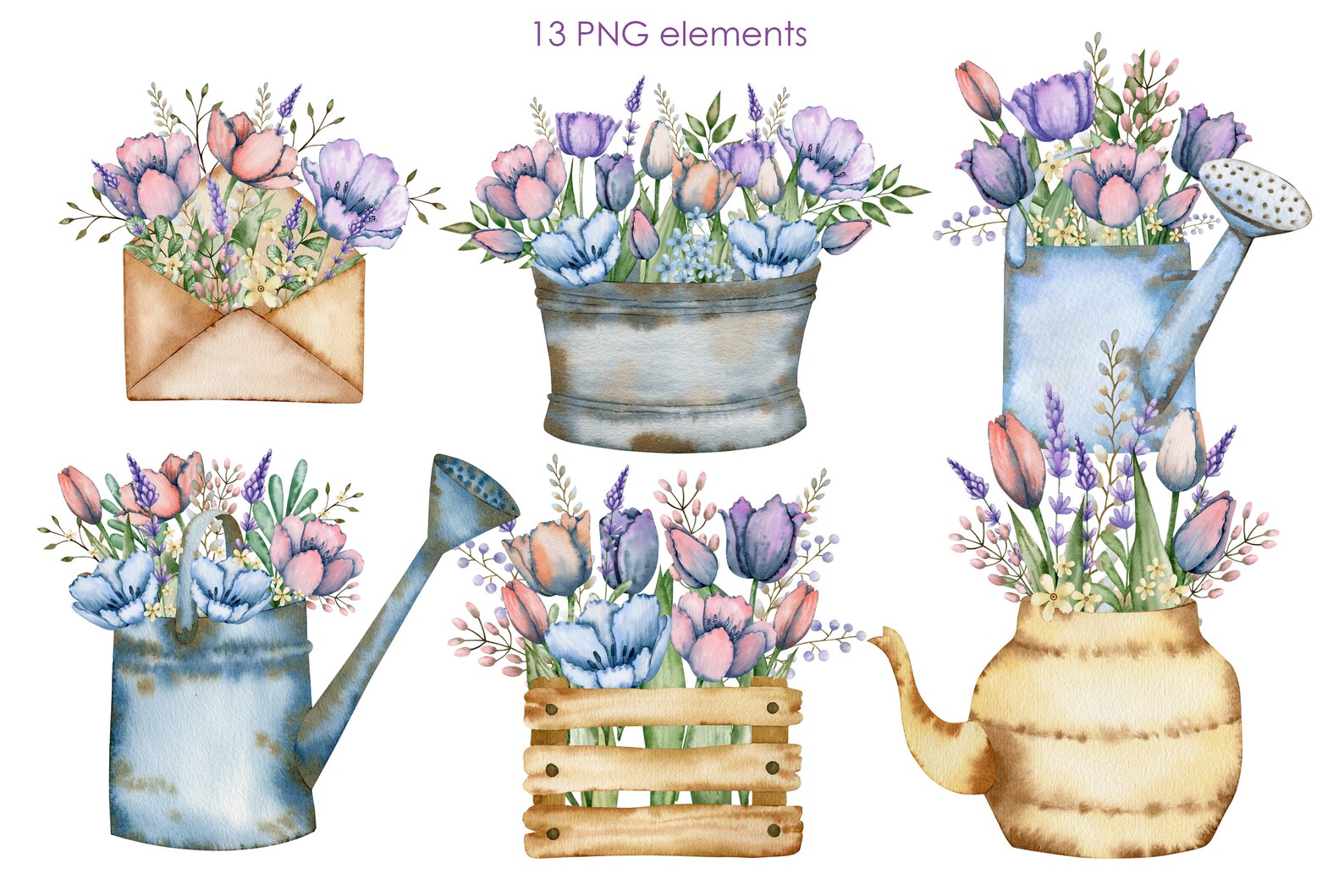 Watercolor Tulip Clipart, Mother's Day Decor, Tulip Compositions ...