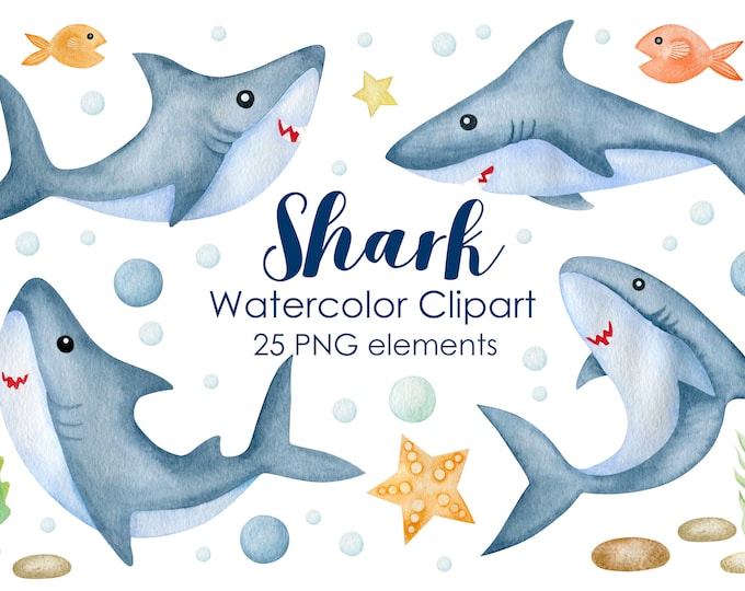 Watercolor SEA CREATURES Clipart, Whale Shark, Killer Whale, Dolphin ...