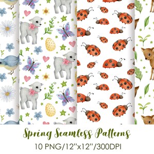 Watercolor Easter Digital Paper Pack, Spring Seamless Pattern, Bunny ...