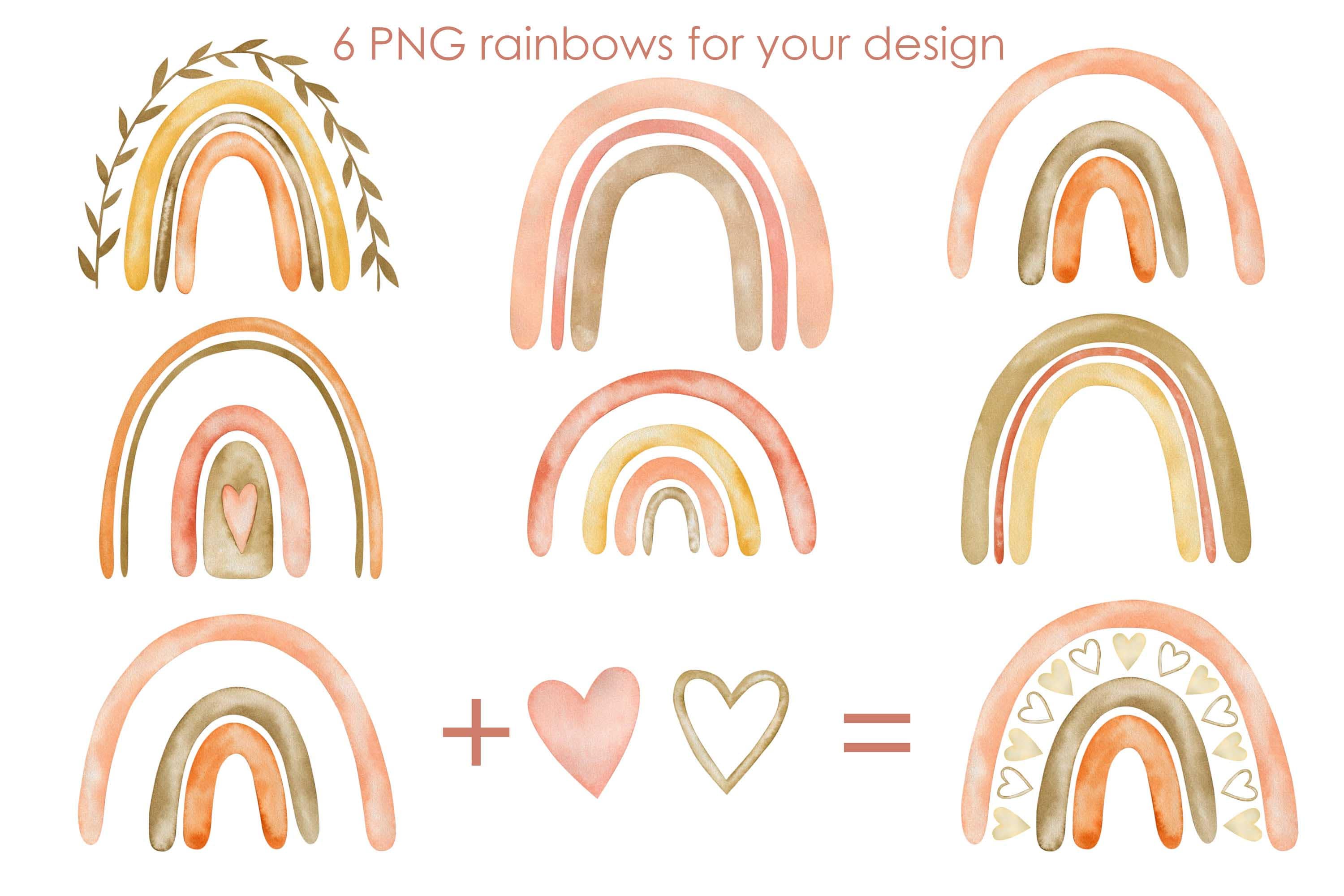 Watercolor Boho Rainbow Clipart Watercolour Pastel Rainbow | Etsy