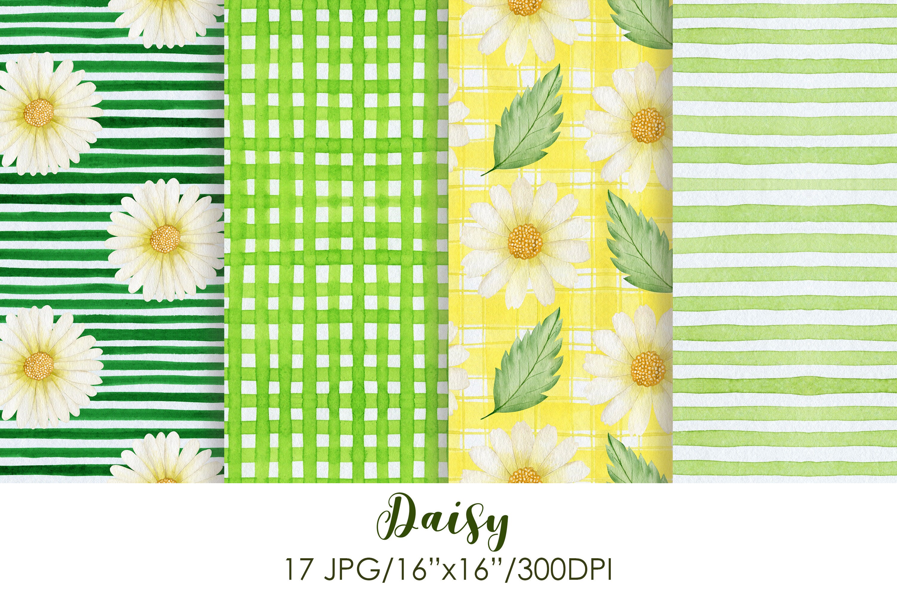 Watercolor Daisy Digital Papers Pack Chamomile Spring - Etsy