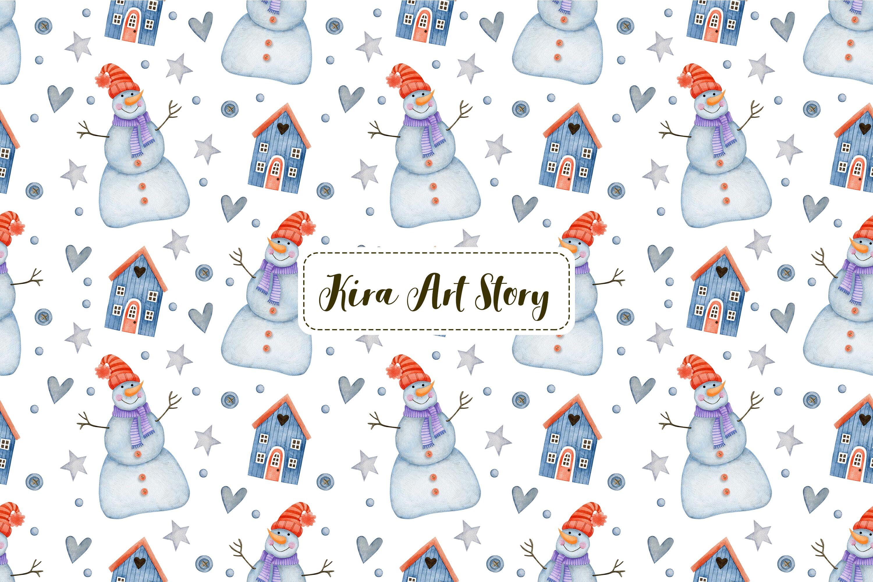 Winter Digital Paper Pack Snowman Christmas Seamless - Etsy