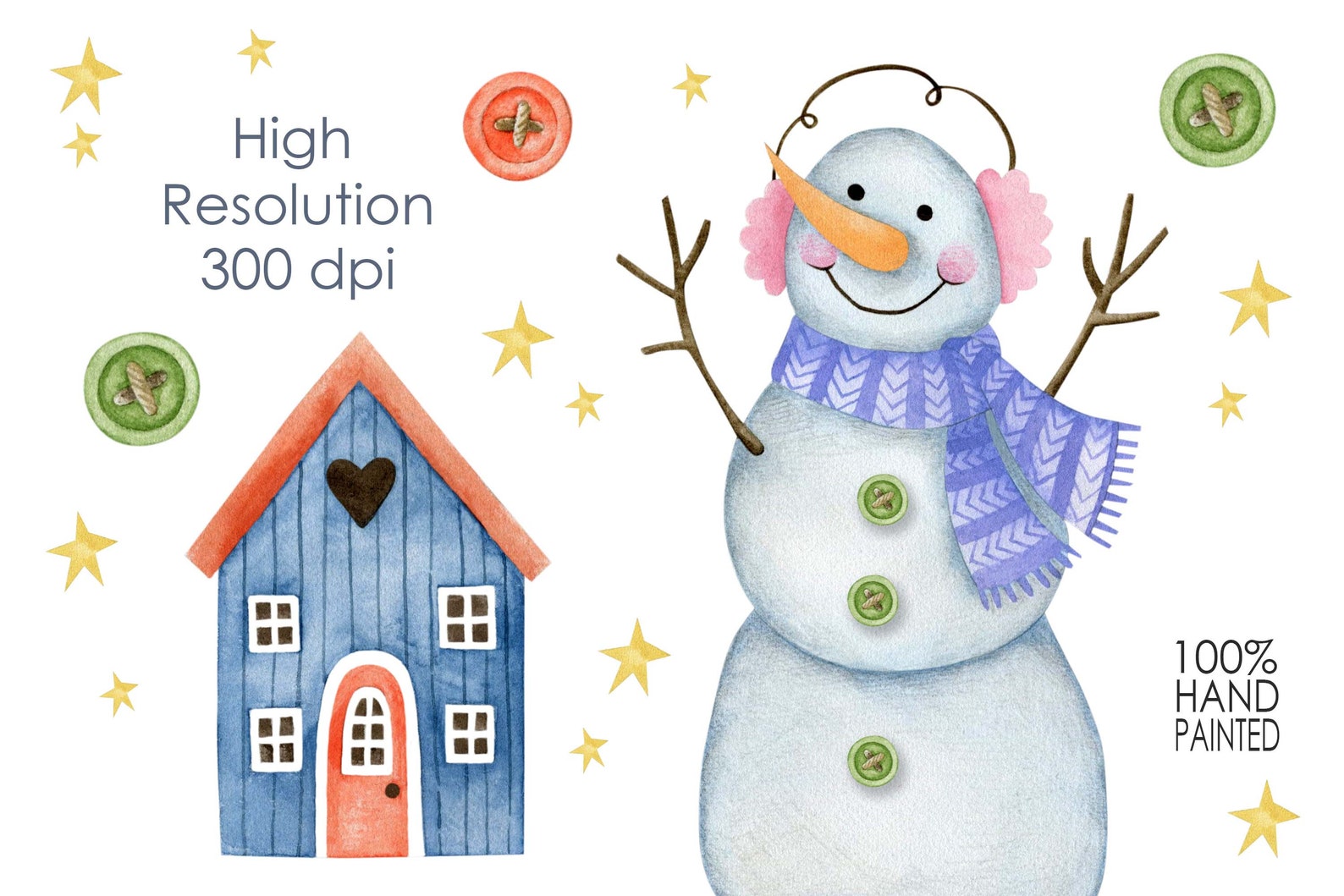 Cute Watercolor Snowman Clipart Winter Images Xmas Graphics - Etsy