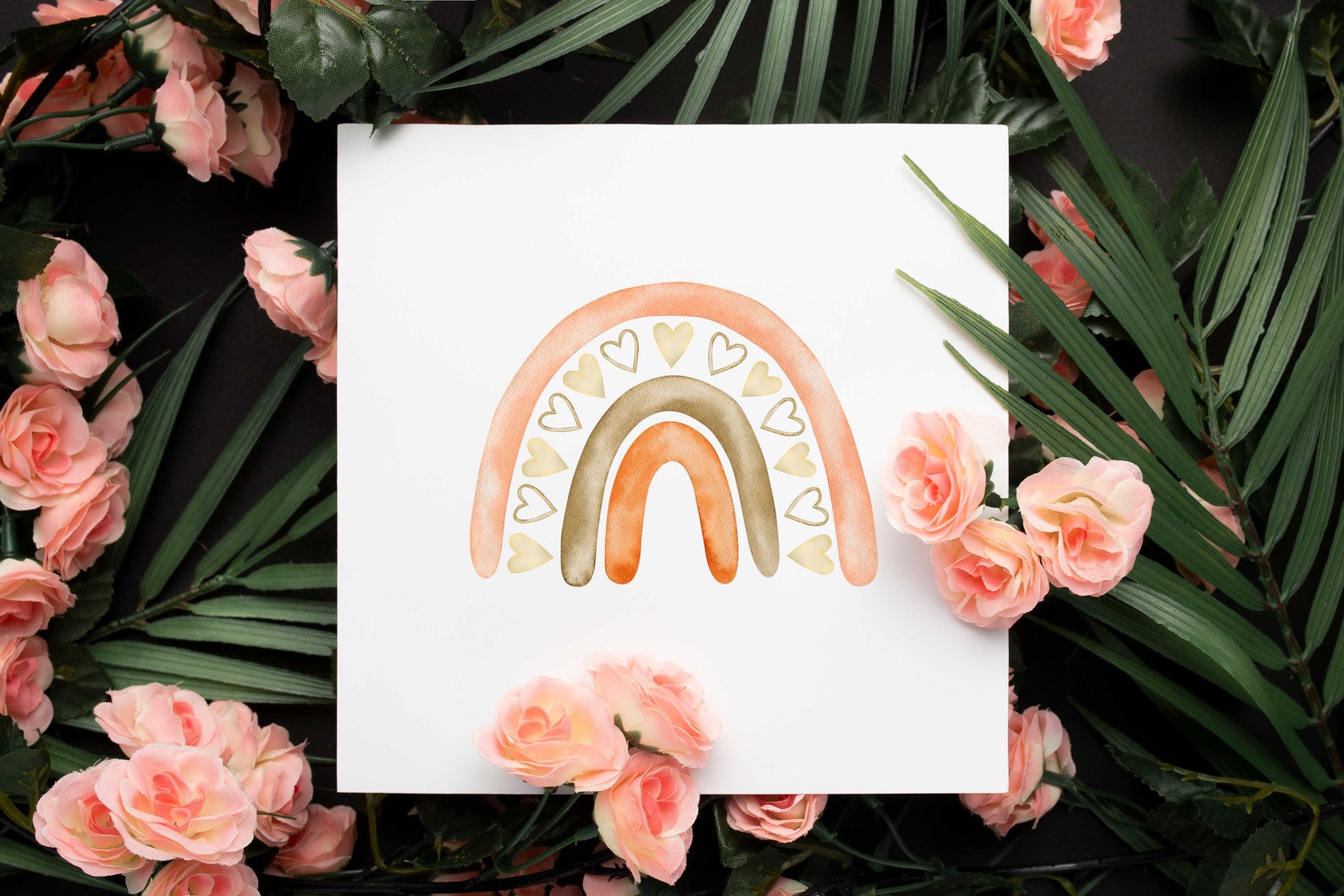 Watercolor Boho Rainbow Clipart Watercolour Pastel Rainbow | Etsy