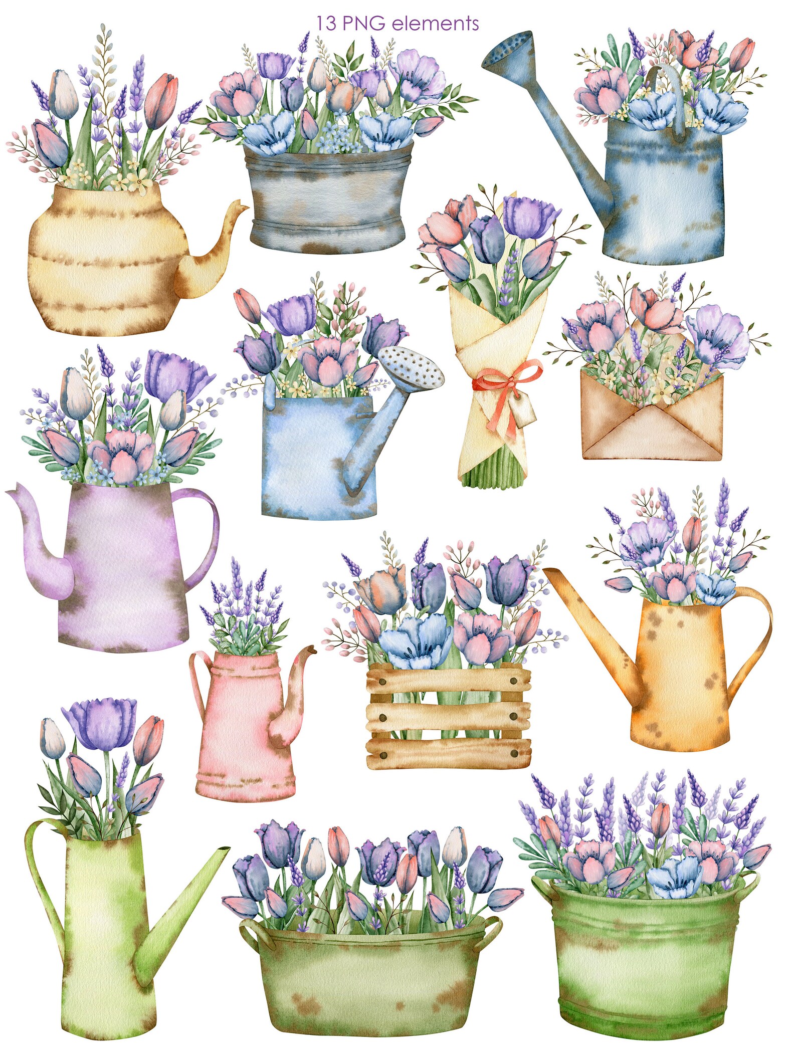 Watercolor Tulip Clipart, Mother's Day Decor, Tulip Compositions ...