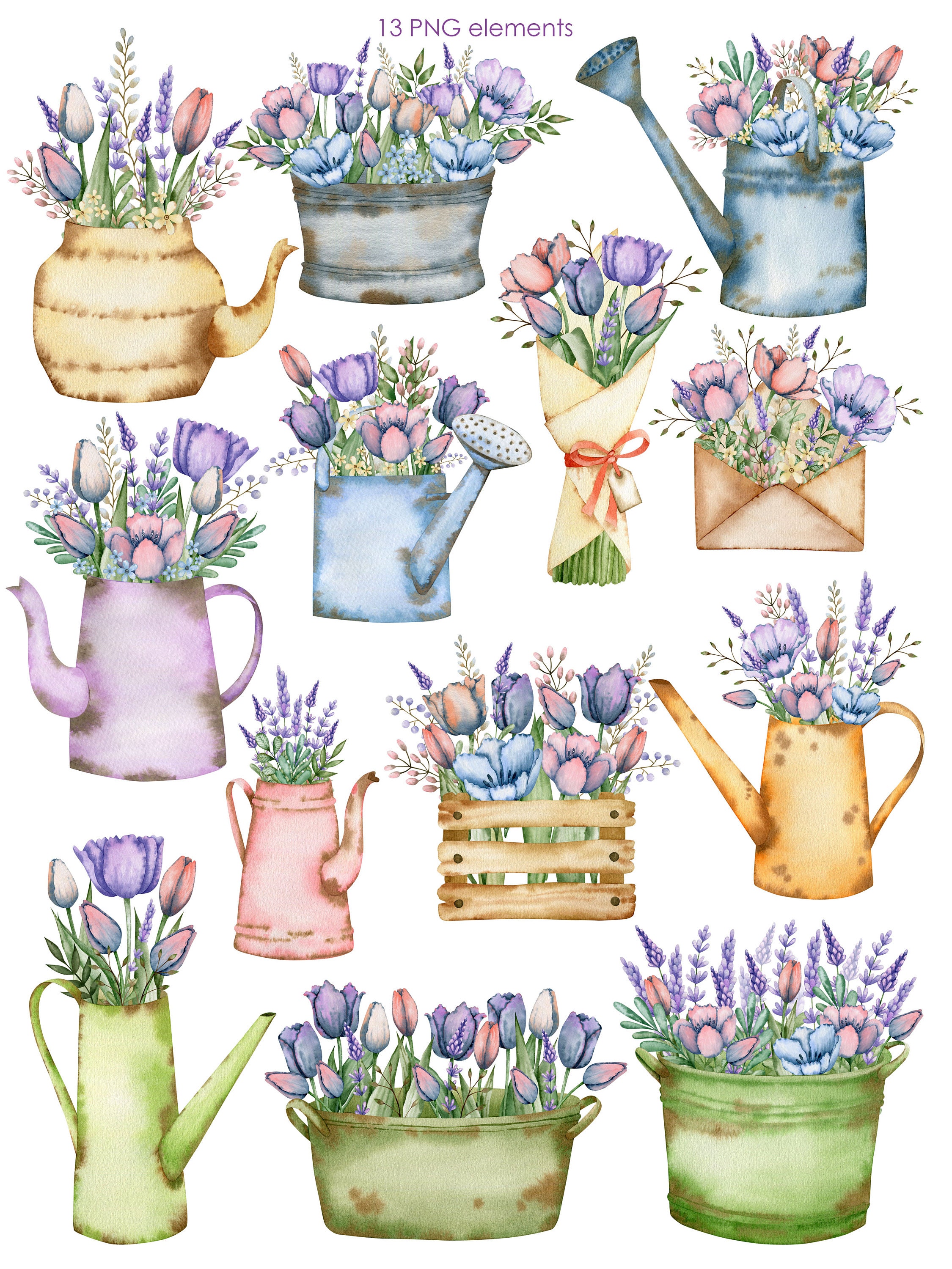 Watercolor Tulip Clipart, Mother's Day Decor, Tulip Compositions ...