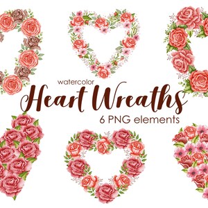 Watercolor Heart Wreath Clipart, Floral Heart Wreath, Valentine's ...