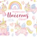 Watercolor Unicorns Clipart, Rainbow Unicorns, Instant Download, Hearts ...