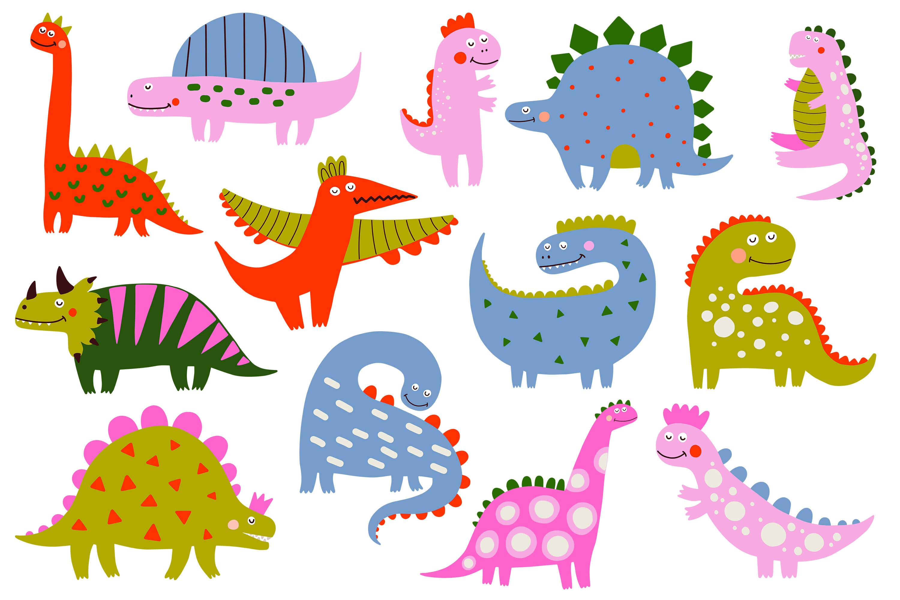 Cute Dinosaur Clipart Set, Kids Party Decor (PNG, EPS) - Etsy
