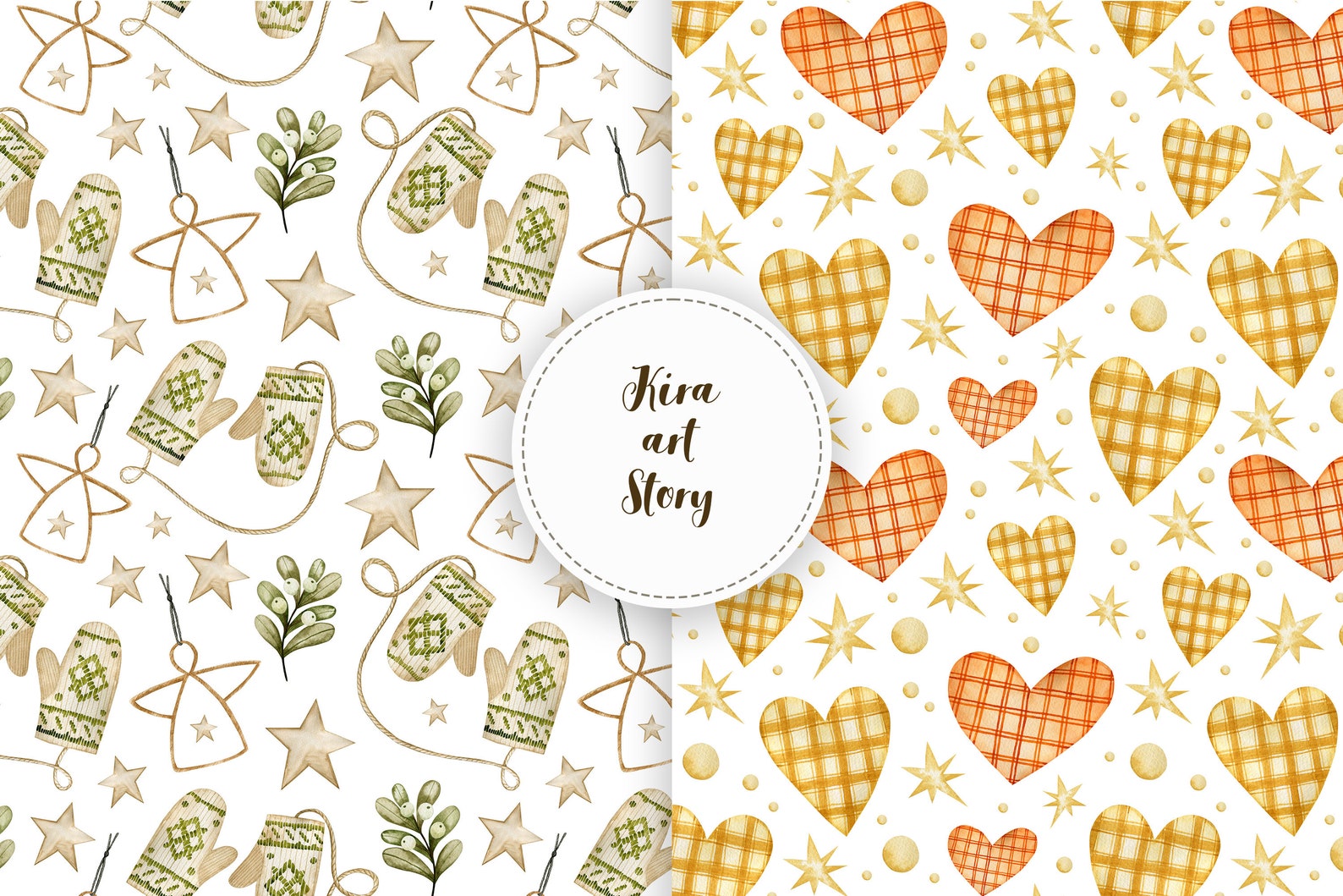 Watercolor Merry Christmas Digital Paper Pack, Winter Seamless Patterns ...