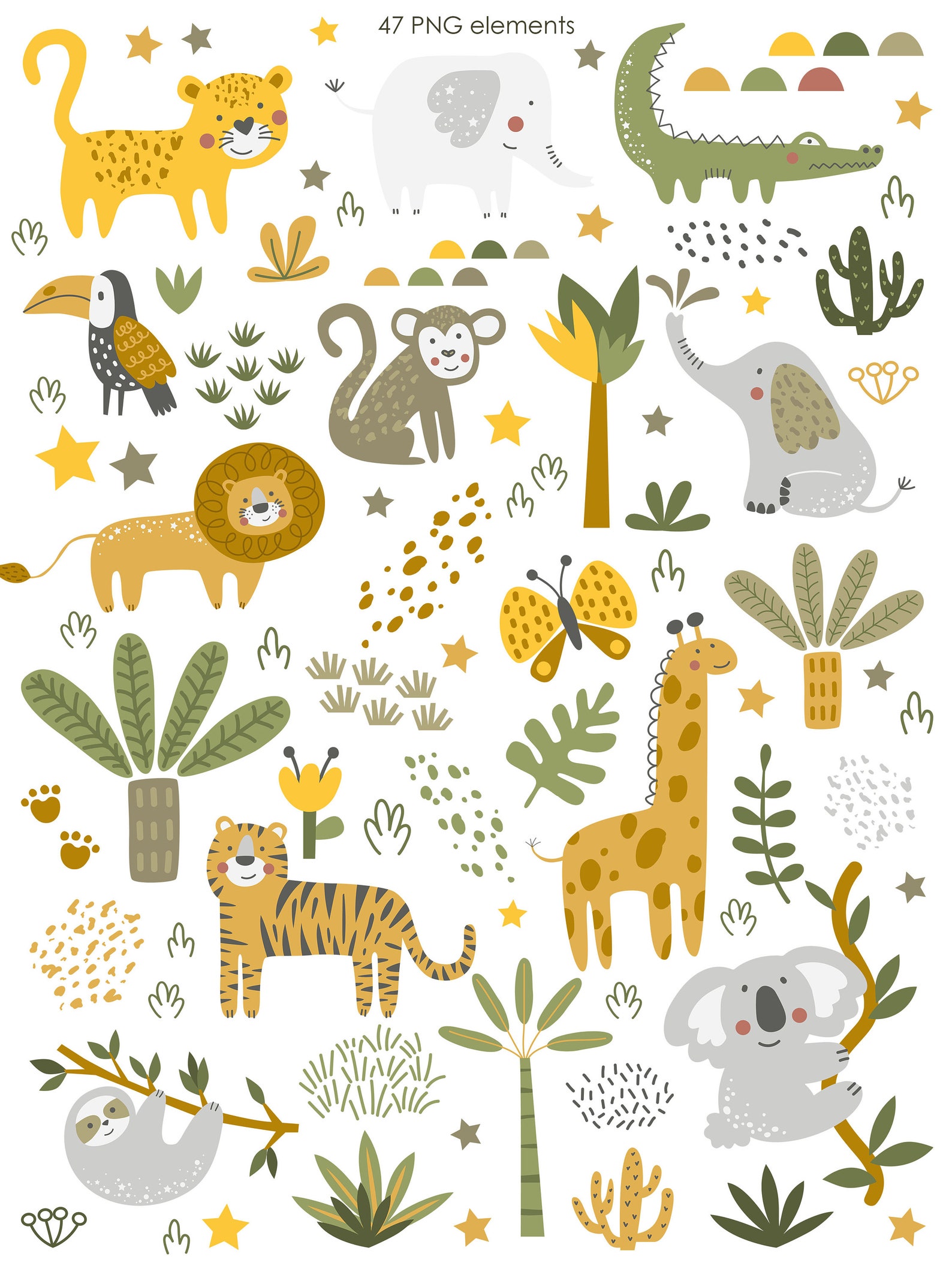Animals Wild Clipart, Jungle Animal Clipart, Safari Animals, Vector ...
