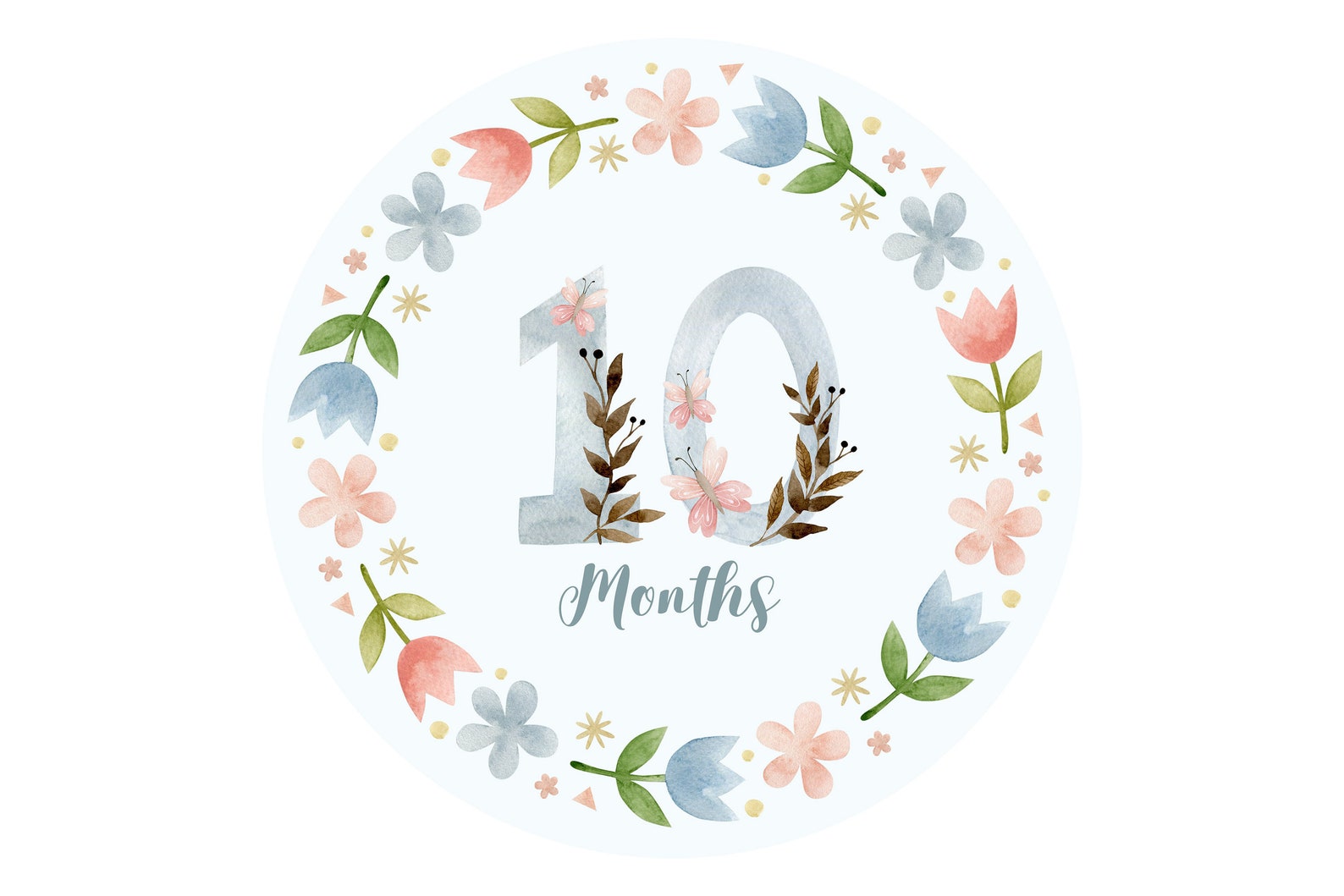 Blue Baby Monthly Milestone, Watercolor Clipart, Baby Shower, Cards ...