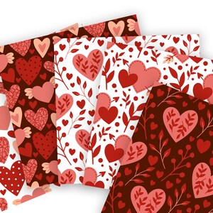 Valentines Day Digital Paper Pack, Seamless Heart Pattern, Valentine's ...