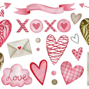 Watercolor Valentines Day Clipart, Cute Love Clipart, Hand Painted ...