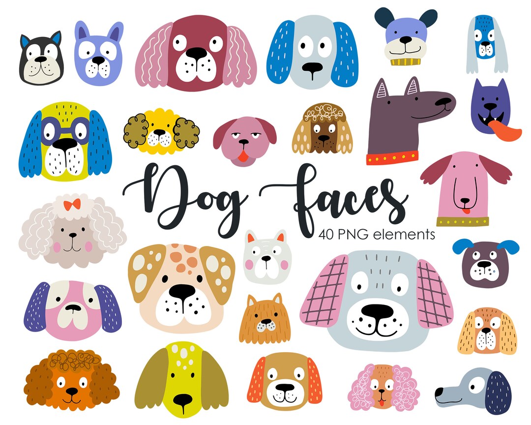 Dog Faces Clipart, Cute Puppy Faces Clipart, Dog Clip Art, Puppy ...