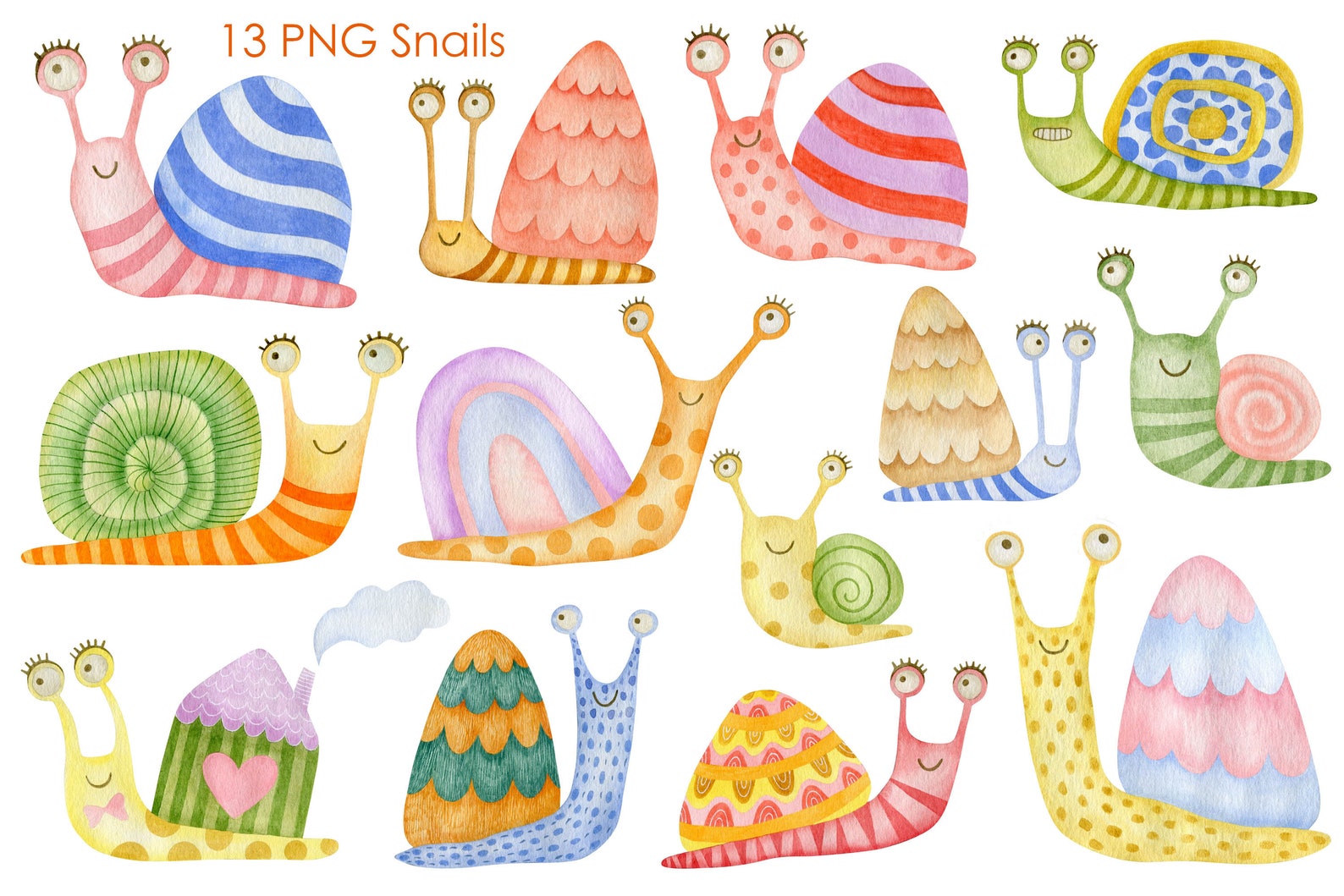 Watercolor Snail Clipart, Watercolor Little Animal Clipart, Baby ...