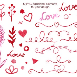 Watercolor Hearts Clipart, Shapes, Pink Heart, Love Heart Png ...
