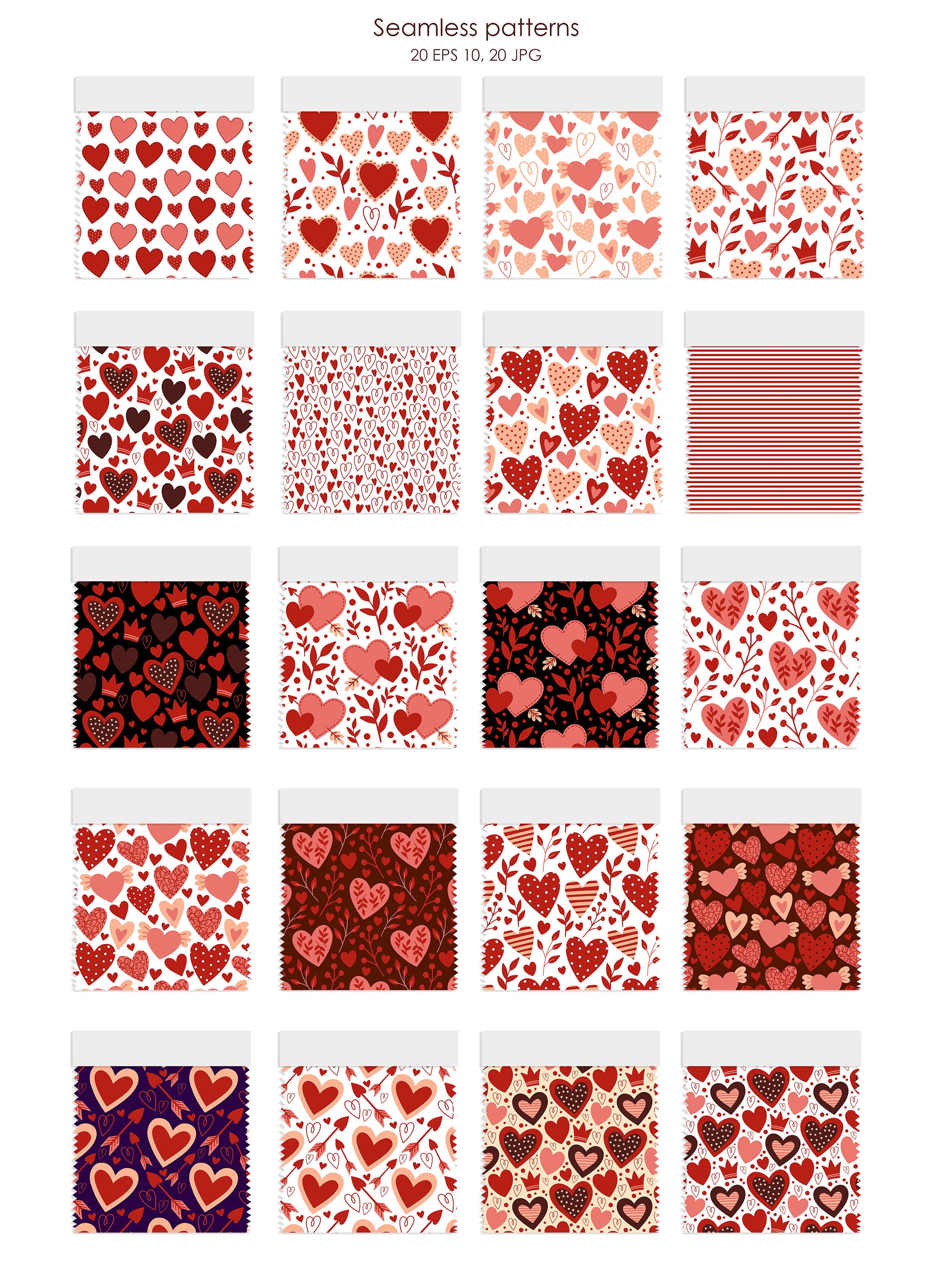 Valentines Day Digital Paper Pack, Seamless Heart Pattern, Valentine's ...