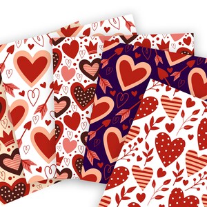 Valentines Day Digital Paper Pack, Seamless Heart Pattern, Valentine's ...
