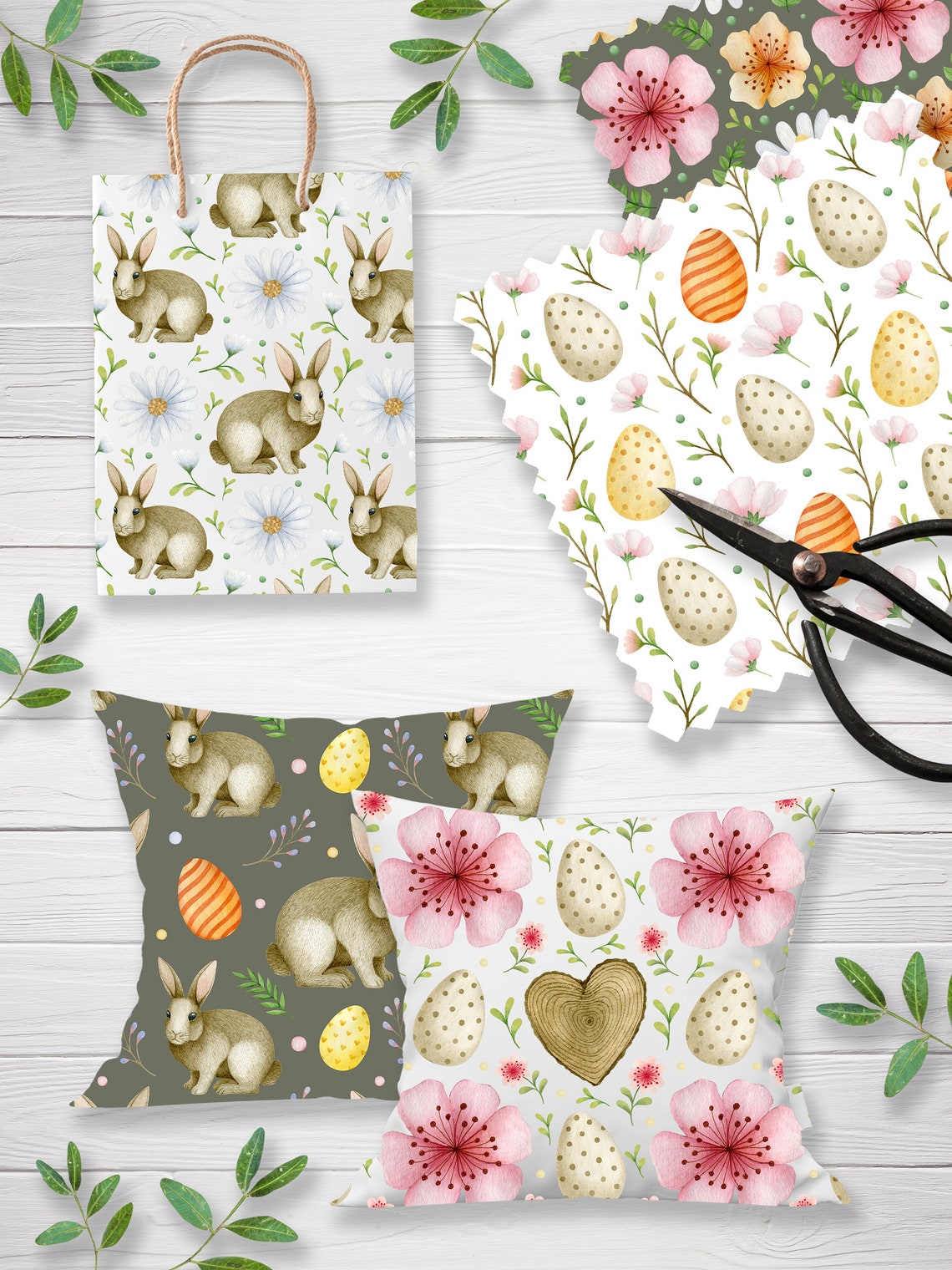 Watercolor Easter Bunny Digital Paper Pack Paper Bag Instant | Etsy