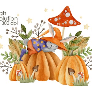 Watercolor Halloween Clipart Cute Bunnies Clipart Halloween - Etsy