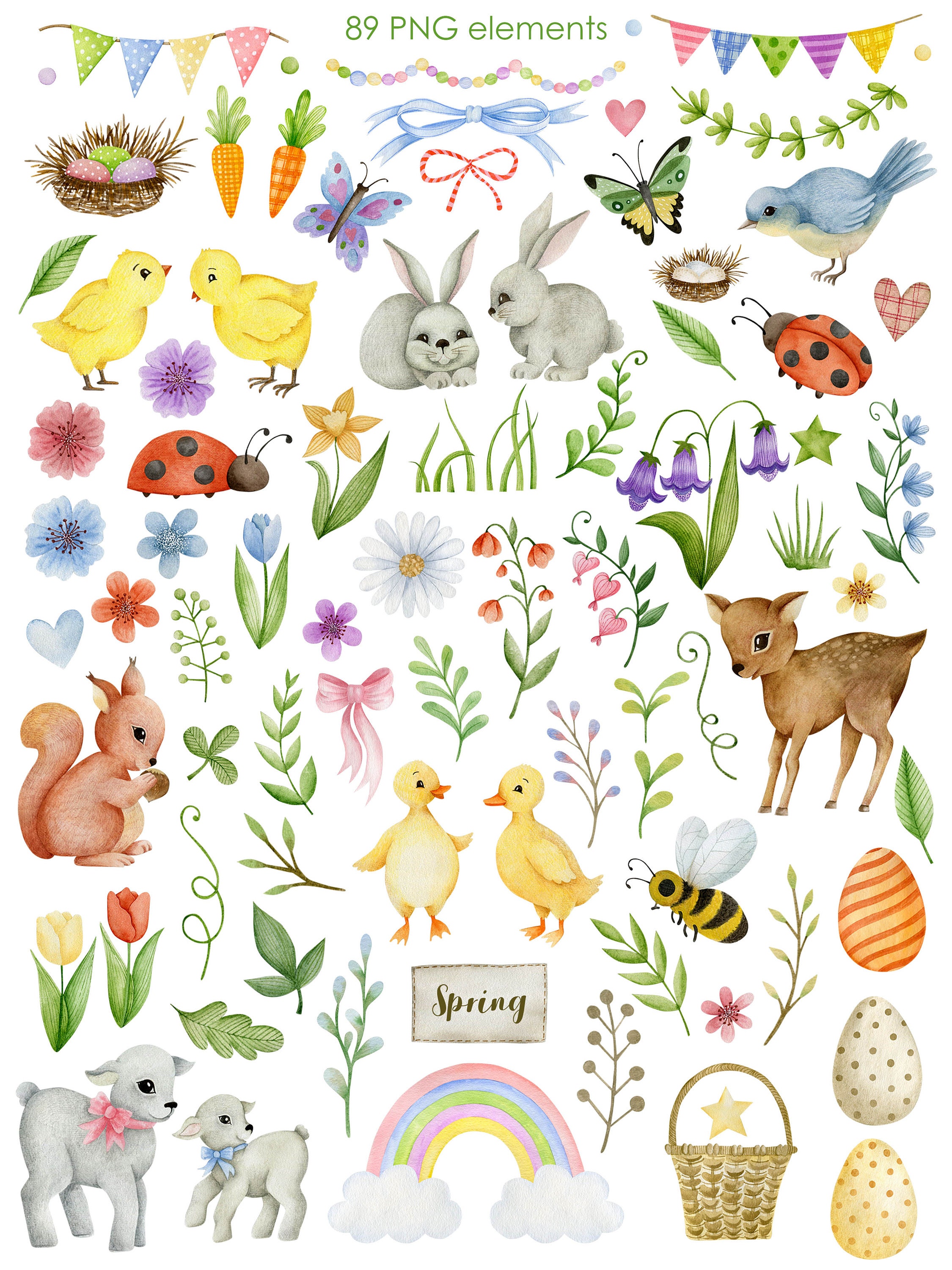 Watercolor Easter Spring Clipart Easter Holiday Decor - Etsy