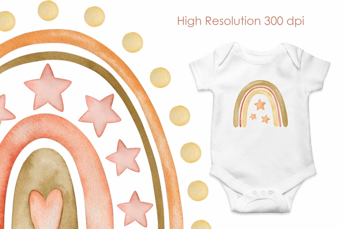 Watercolor Boho Rainbow Clipart Watercolour Pastel Rainbow | Etsy