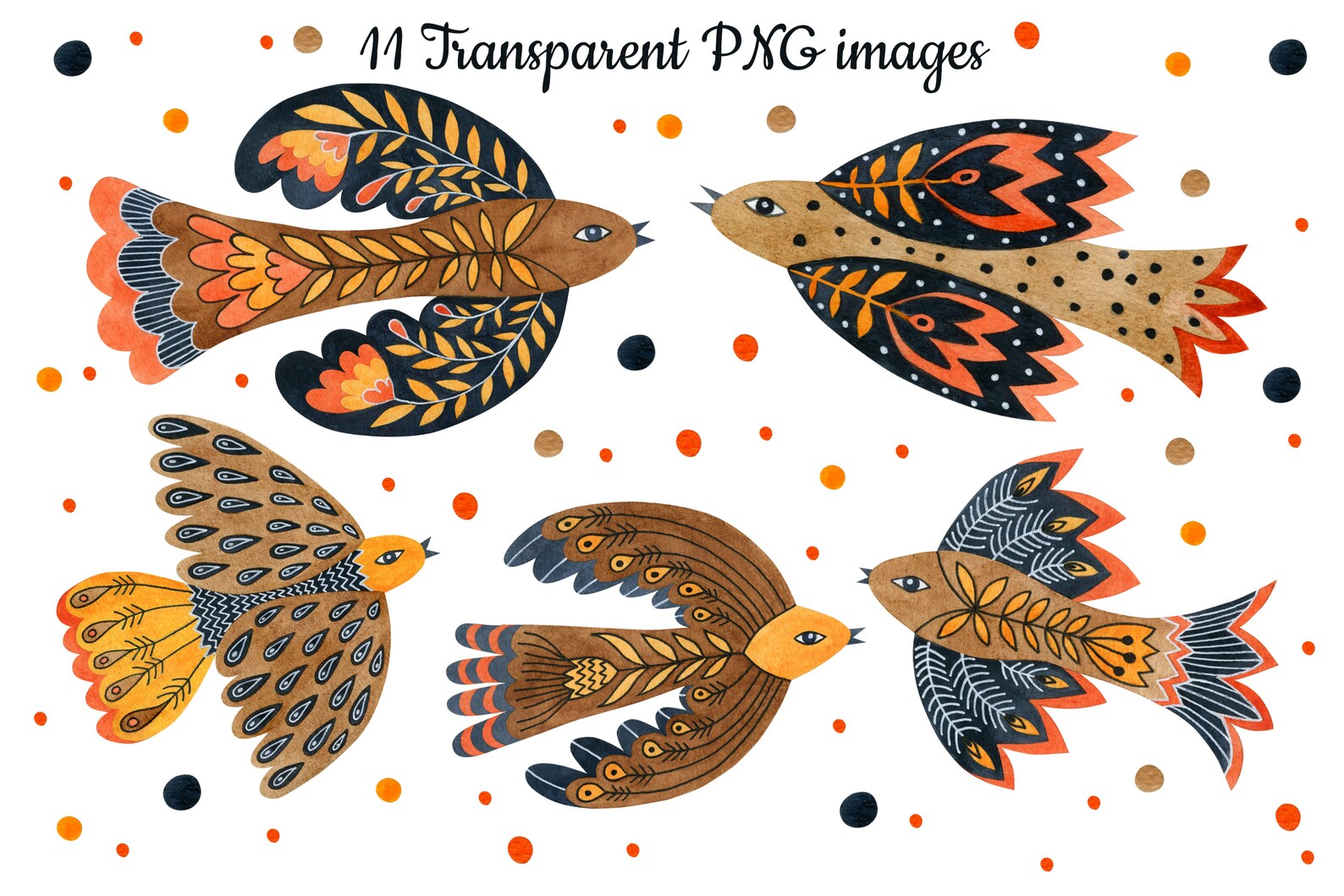 Folk Art Clipart Birds Clipartclip Art Birds Clipart - Etsy