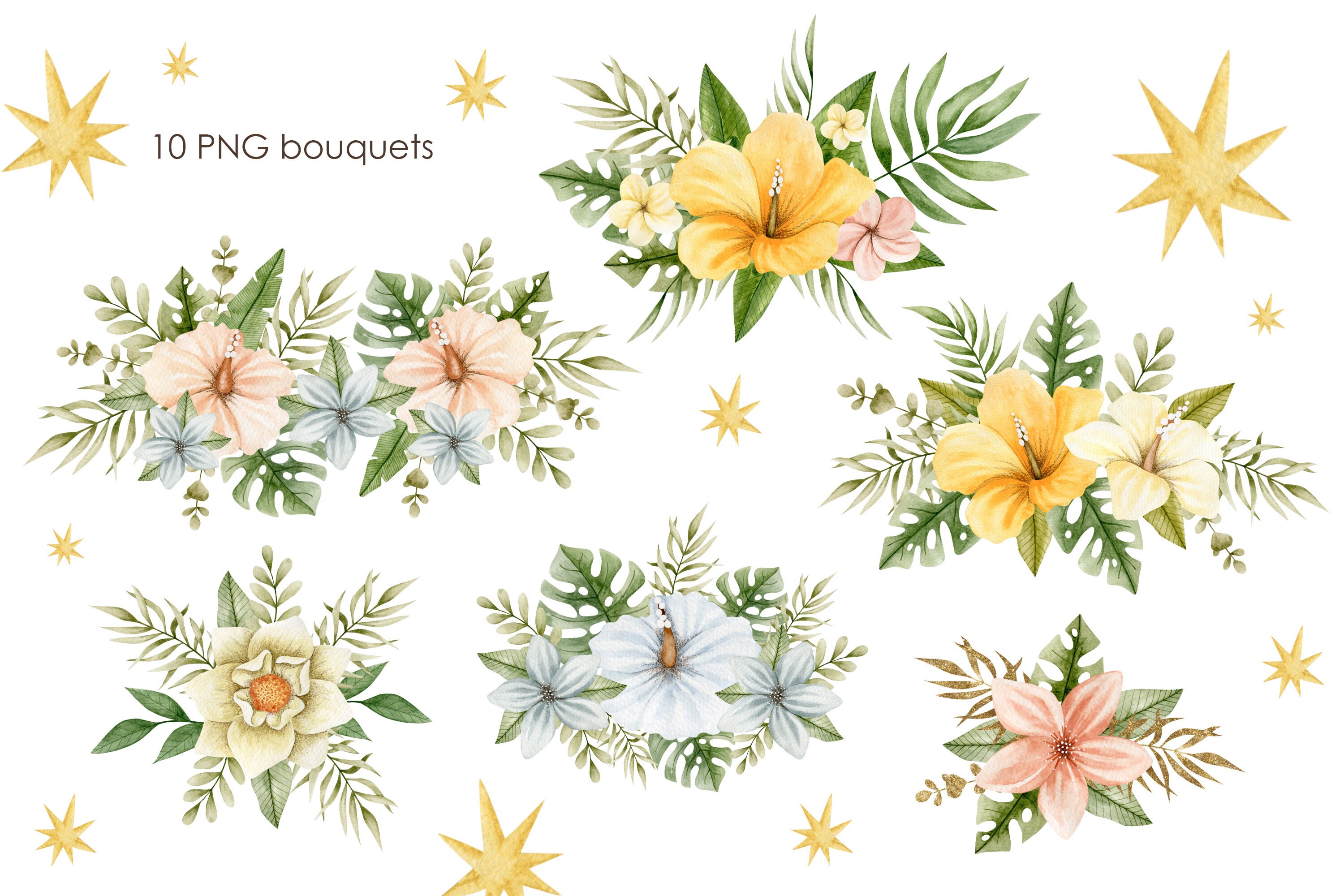 Watercolor Flamingo Clipart, Tropical Summer Clipart, Tropical Floral ...