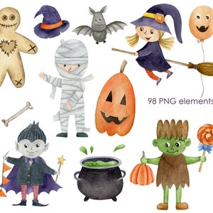 Watercolor Halloween Clipart, Halloween Invitation, Halloween ...