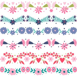 Border Flowers Clipart, Folk Art Flowers Border, Border Clipart ...