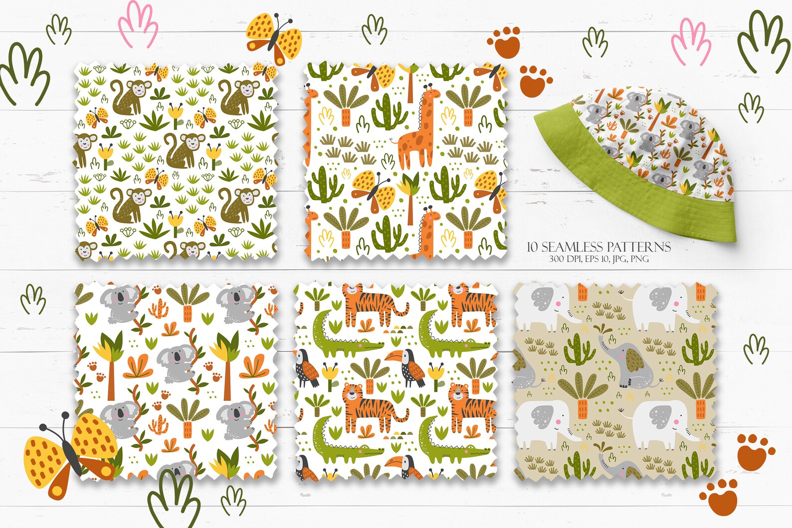 Wild Animals Digital Paper Pack, Jungle Animal Seamless Patterns, Wild ...