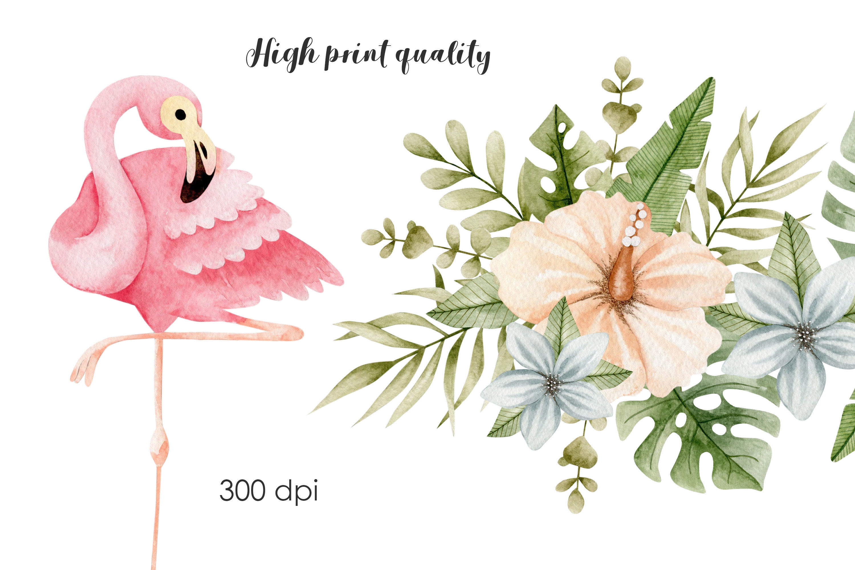 Watercolor Flamingo Clipart Tropical Summer Clipart Tropical - Etsy
