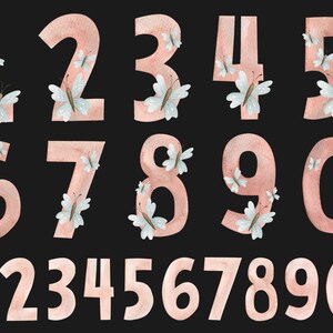 Watercolor Pink Numbers Clipart, Number Clipart, Girls Symbols, Digital ...