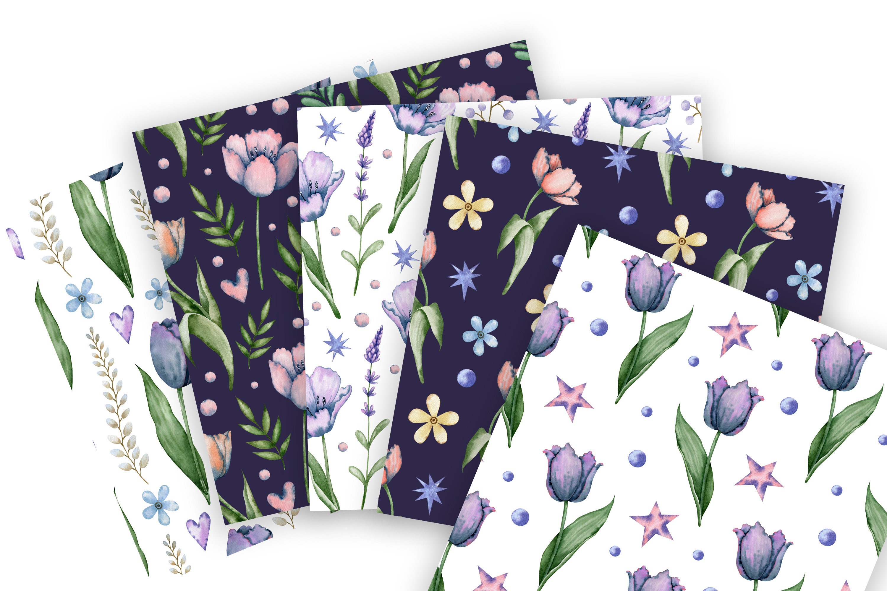 Watercolor Tulips Seamless Patterns Tulip Digital Paper Pack - Etsy