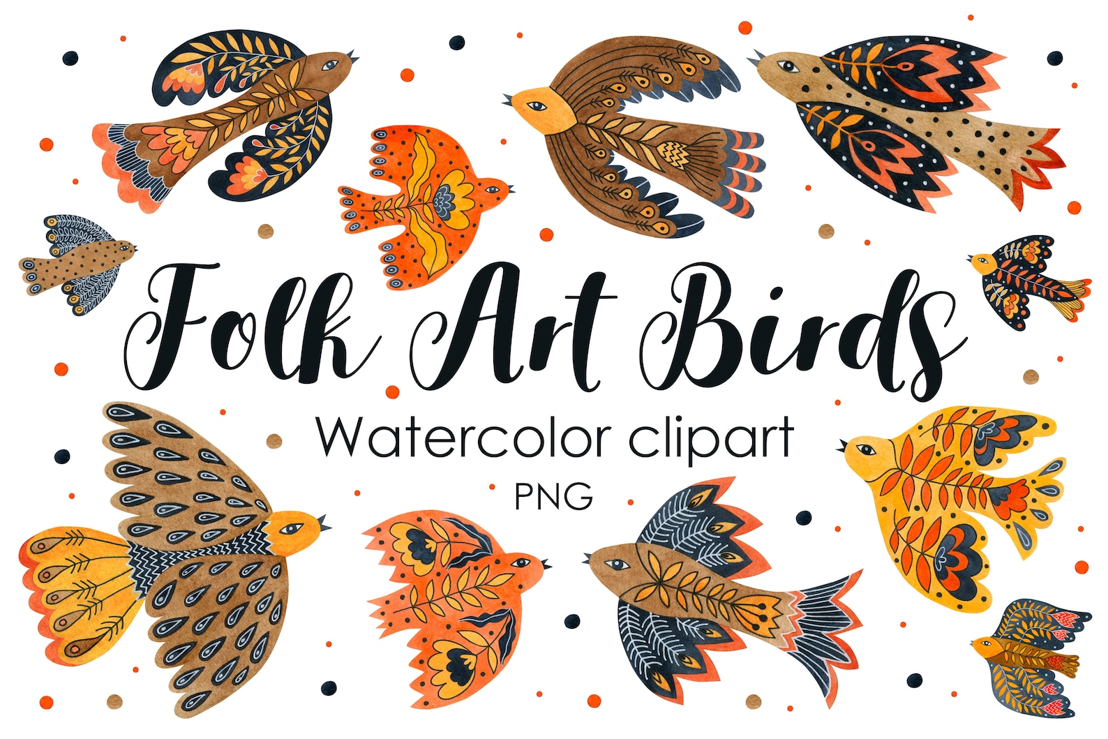 Folk Art Clipart Birds Clipartclip Art Birds Clipart - Etsy