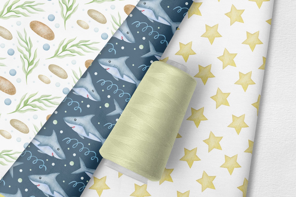 Watercolor Shark Digital Paper Pack Sea Animals Download | Etsy