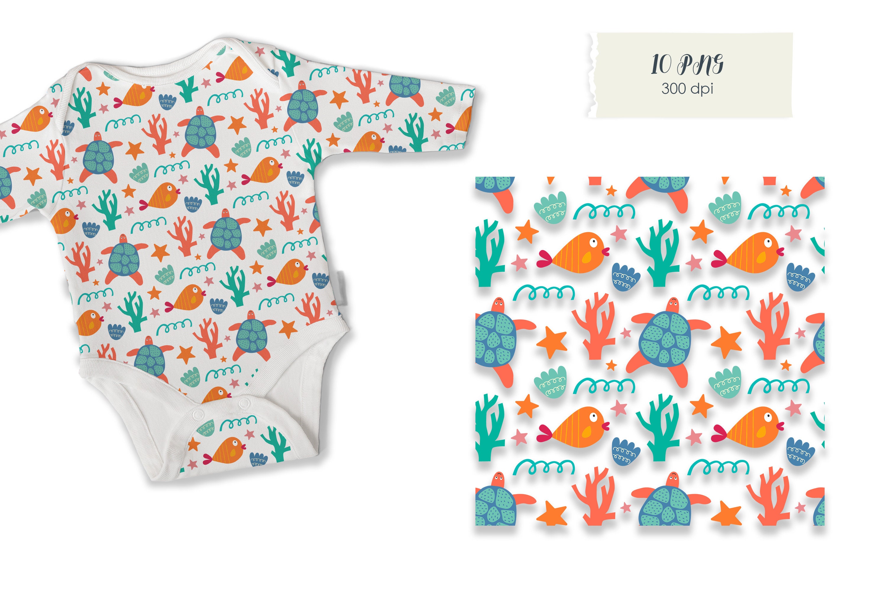 Sea Life Digital Paper, Sea Seamless Pattern, Ocean Life, Under the Sea ...