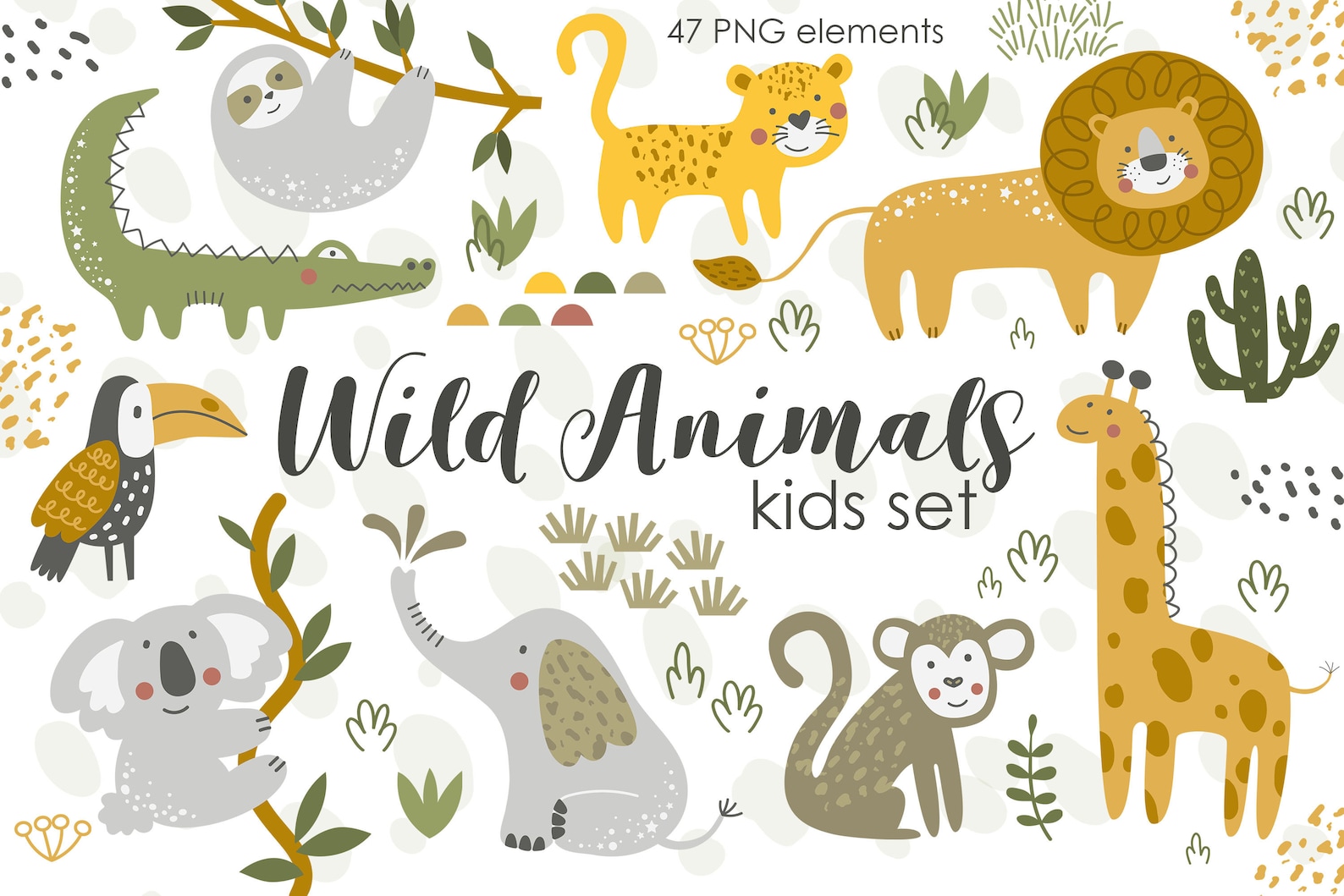 Animals Wild Clipart, Jungle Animal Clipart, Safari Animals, Vector ...