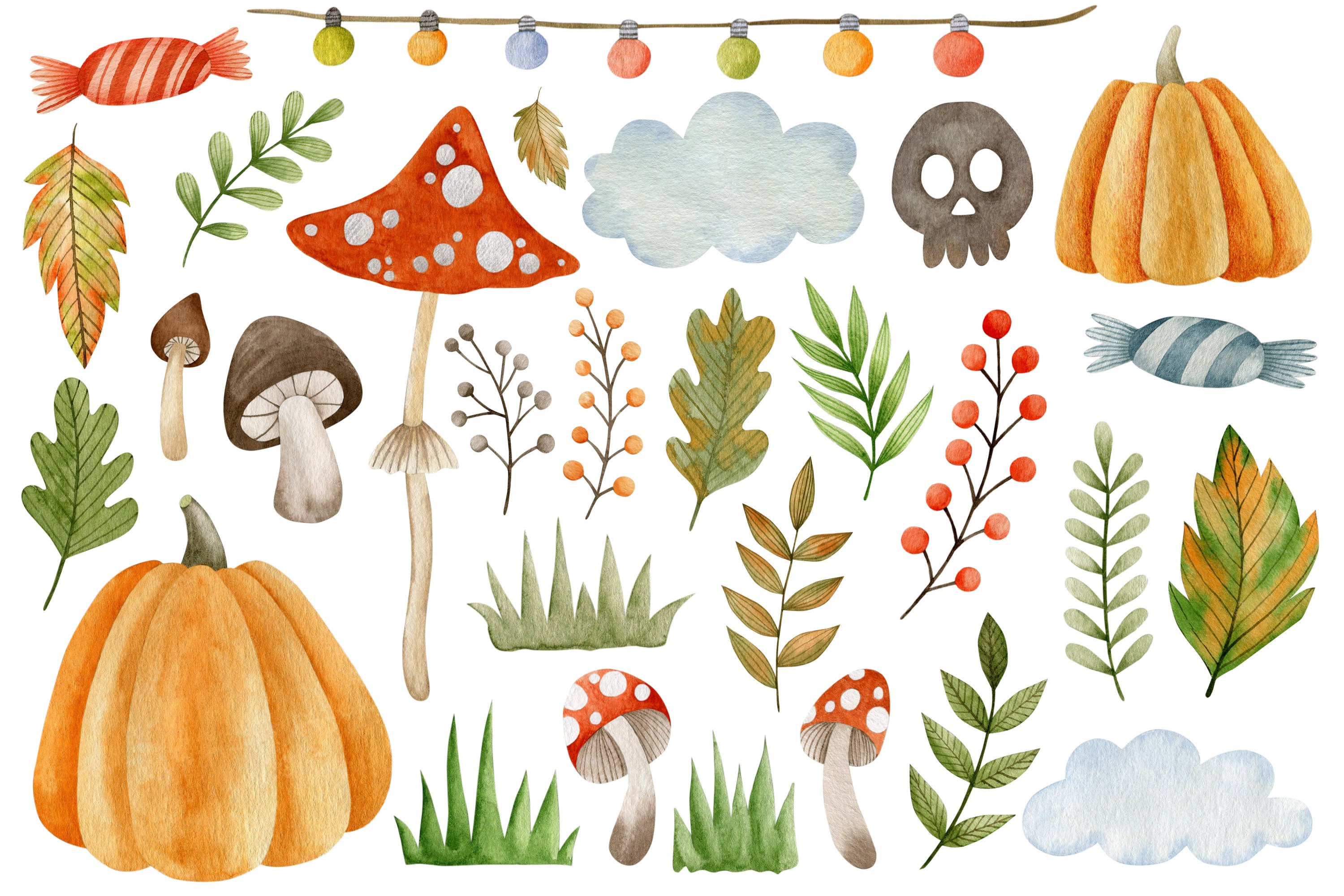 Watercolor Halloween Clipart Halloween Invitation Halloween - Etsy