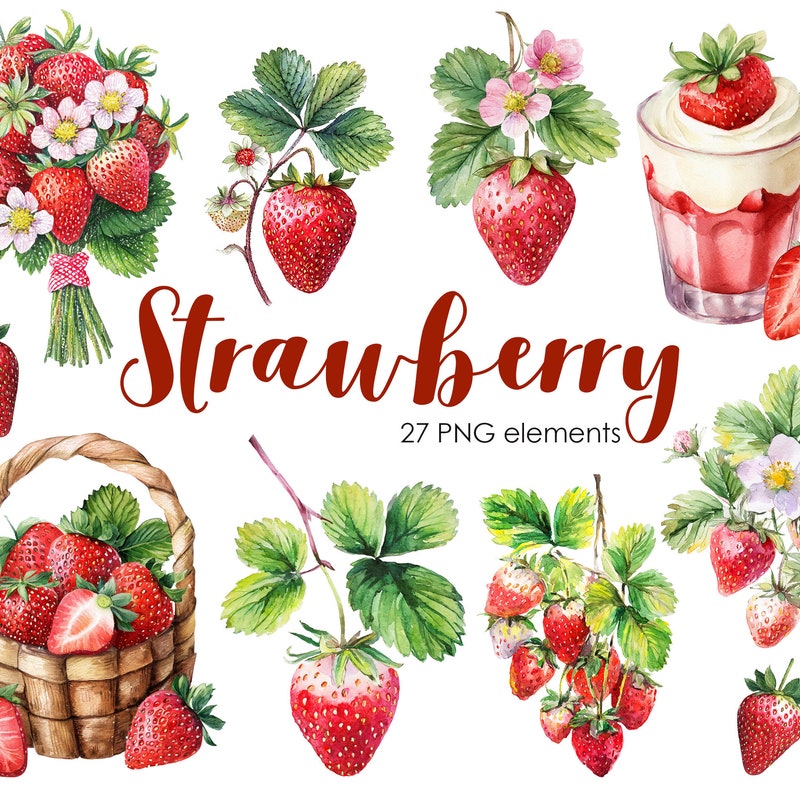 Watercolor Strawberry - Etsy
