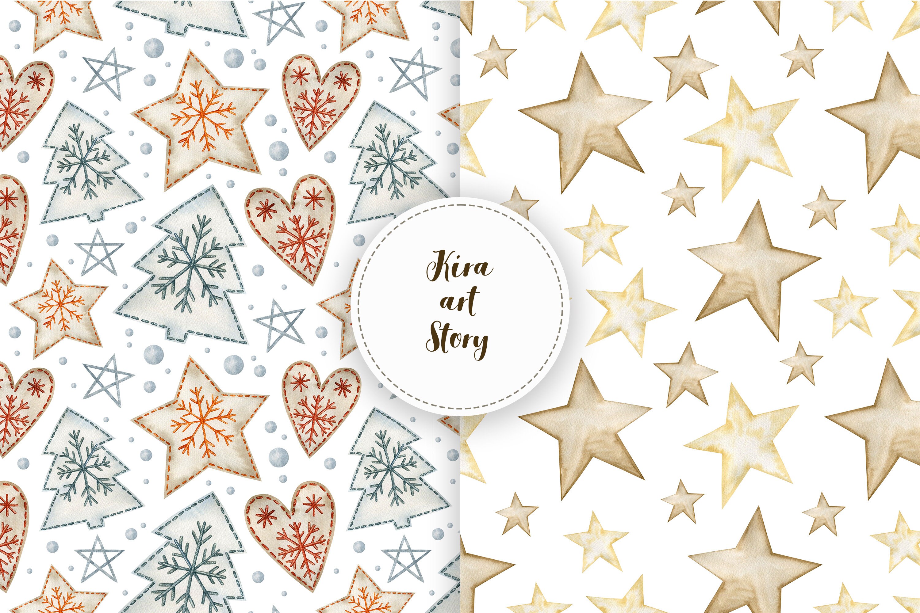 Watercolor Merry Christmas Digital Paper Pack Winter Seamless - Etsy