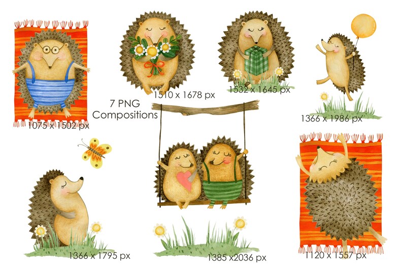 Watercolor Hedgehogs Clipart, Woodland Animal Clipart, Baby Forest ...